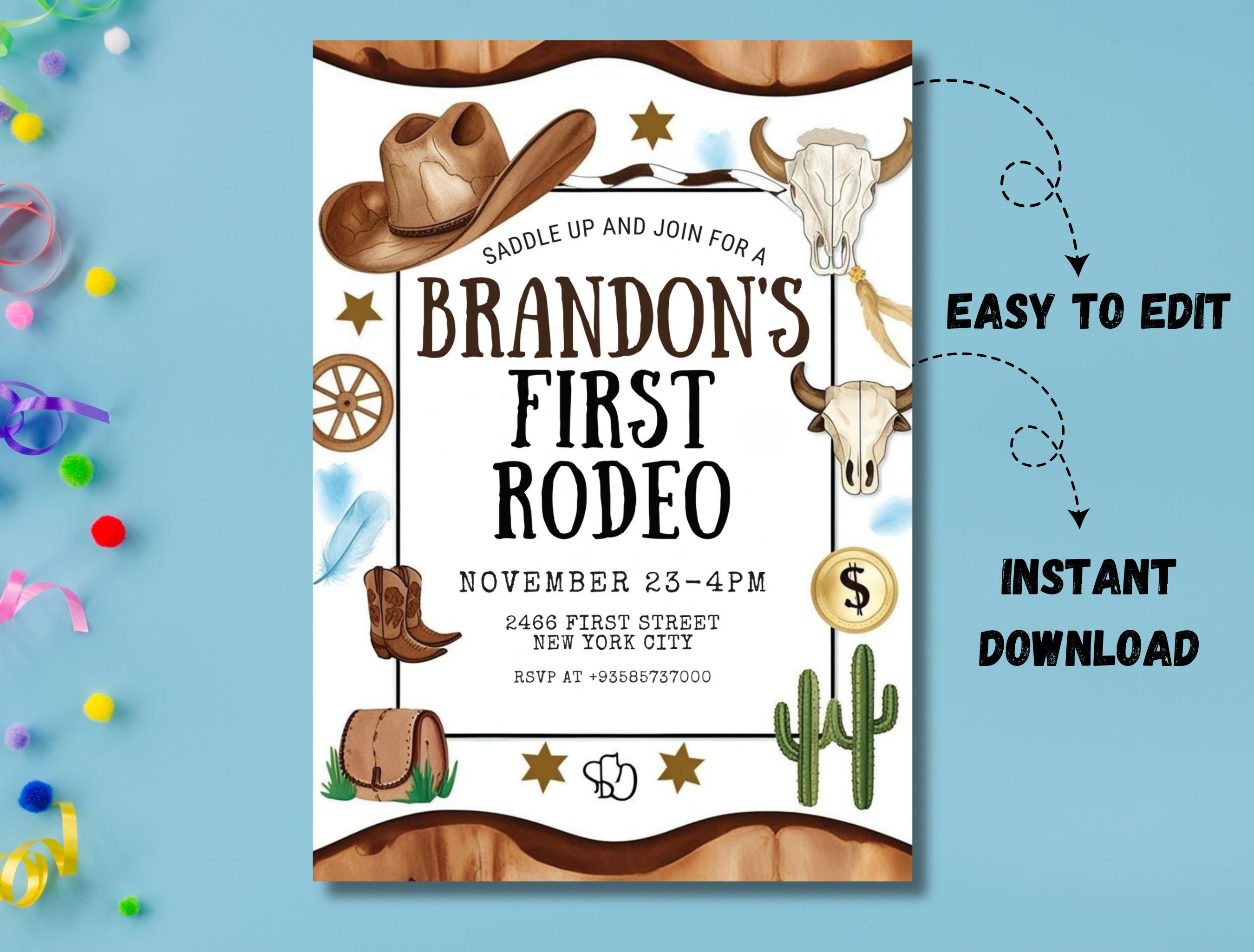 Wild West First Rodeo Invitation Template: 5x7 Editable Canva (DIY) - Etsy