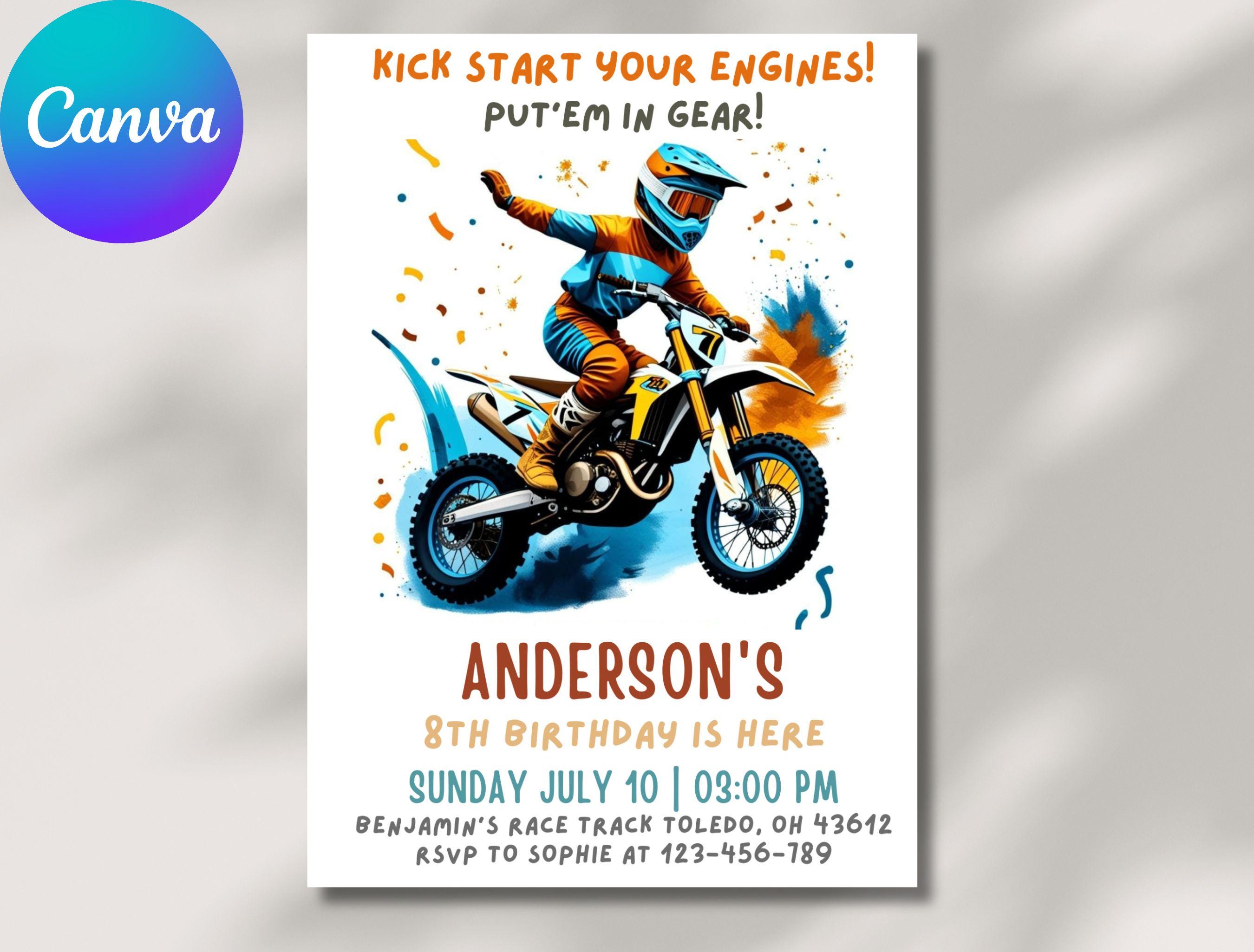 Editable Dirt Bike Birthday Invitation: Motocross Party Theme (instant ...