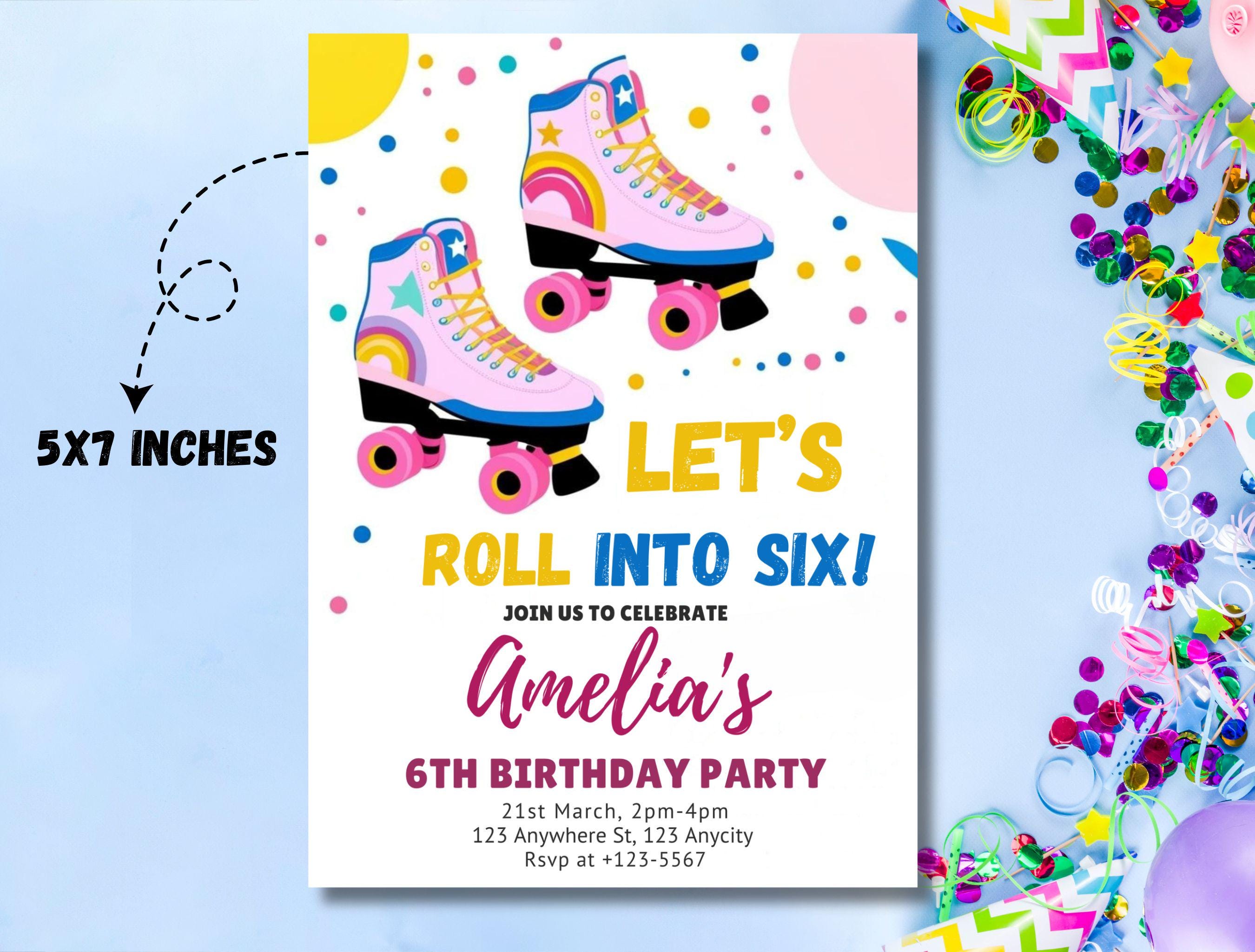 Roller Skate Birthday Party Invitation, Roller Skate Birthday Invite ...