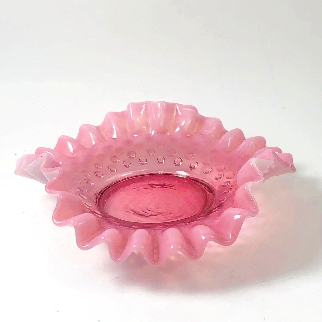 1940s Vintage Pink Fenton Cranberry Opalescent Crimpled - Etsy