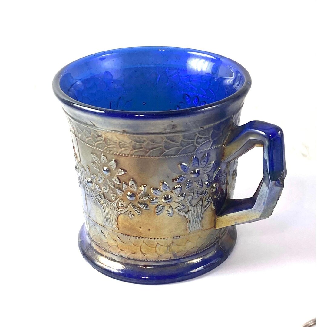 Antique Fenton Orange Tree Cobalt Blue Carnival Glass Iridescent Mug - Etsy