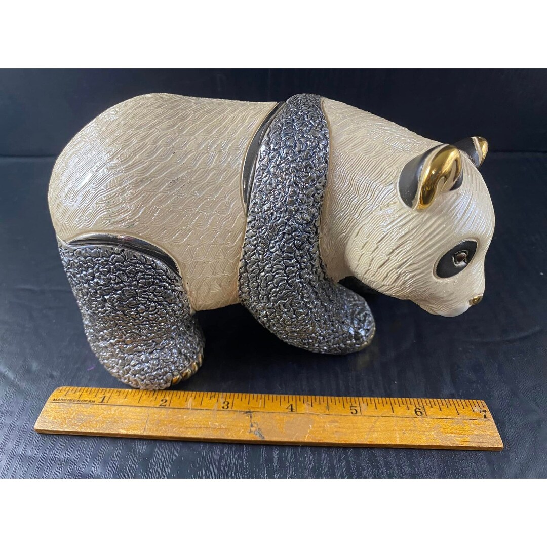 De Rosa Rinconada Panda Figurine: Hand-carved Ceramic With Gold and ...