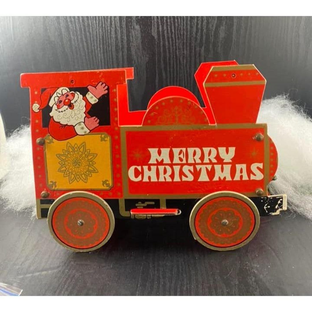 Vintage Christmas Train Decoration With Santa & "merry Christmas ...
