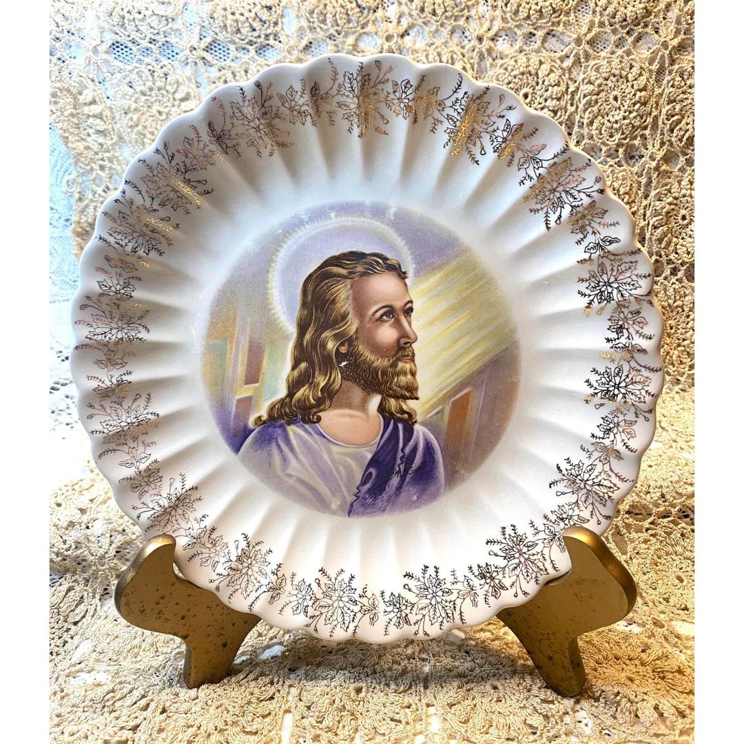 Vintage Sanders Mfg Co 23K Gold Trimmed Jesus Plate - Etsy
