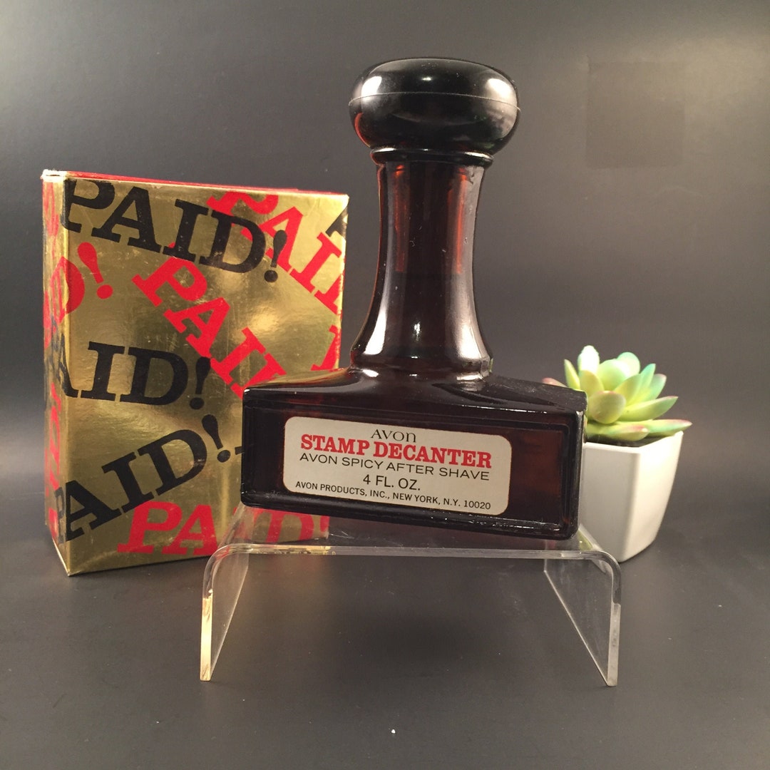 AVON New Big Paid Rubber Stamp Full Bottle Spicy After Shave Mens Gift ...
