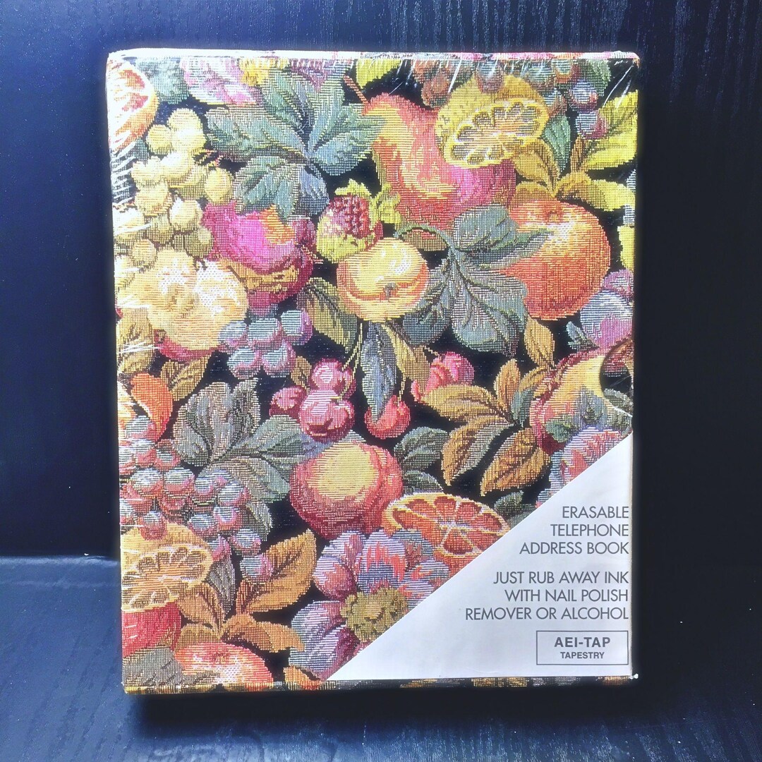 Erasable Telephone Address Book With Tapestry Floral Fruit Design AEI ...