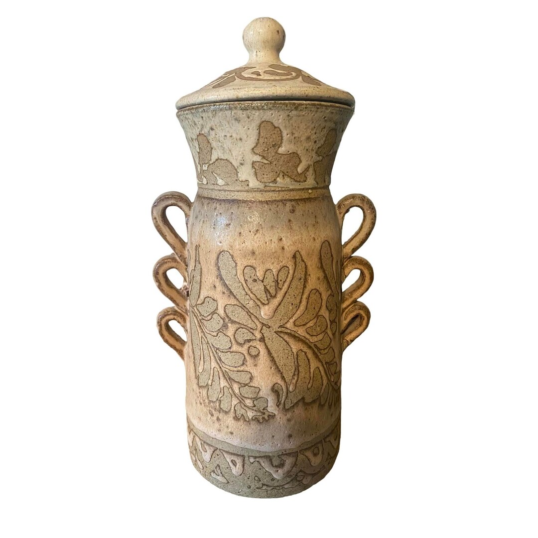 Pottery Jug Padilla ? Stoneware Jug Vase With Lid Triple Loop Handles ...