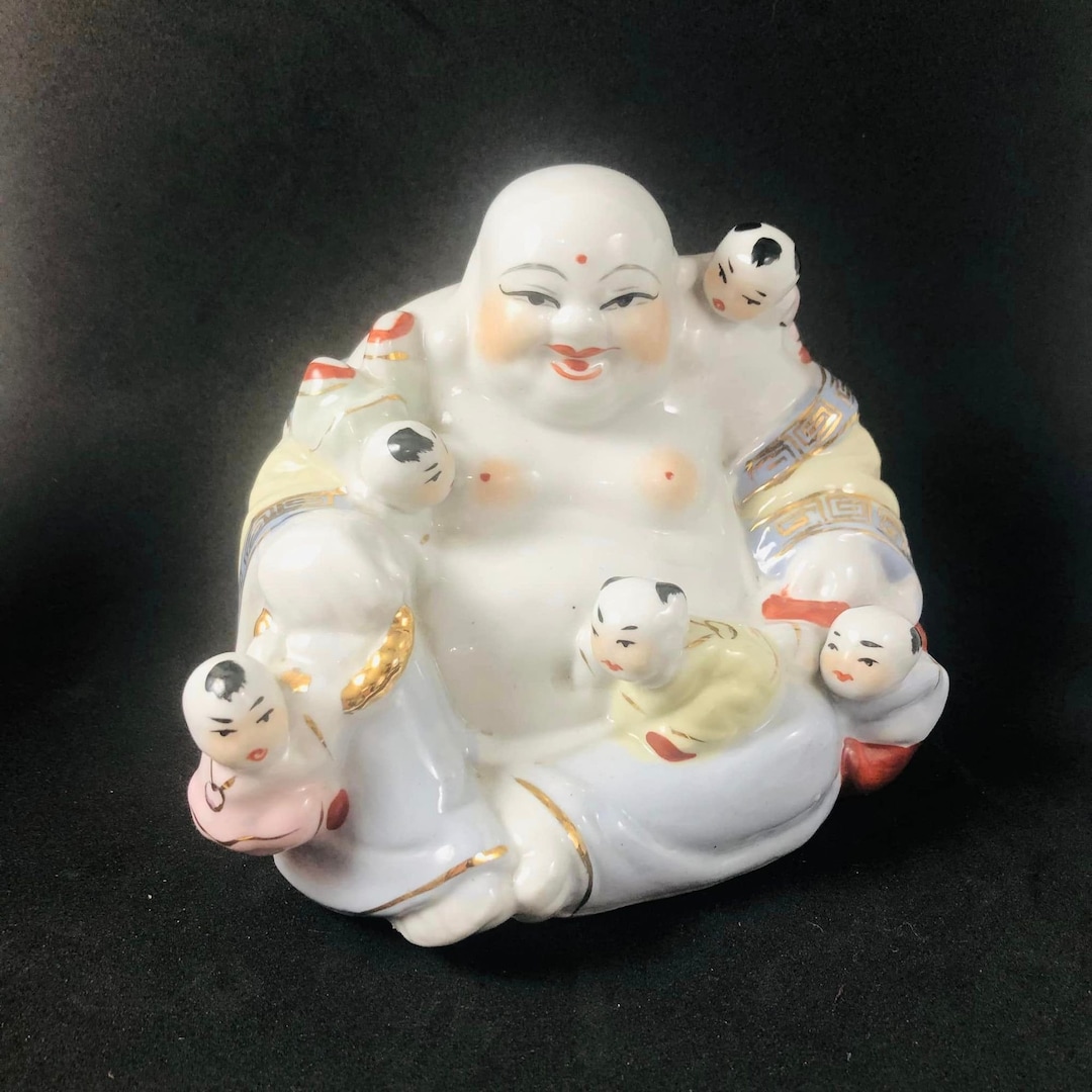 Vintage Laughing Buddha Asian Fertility Goddess With 5 Children ...