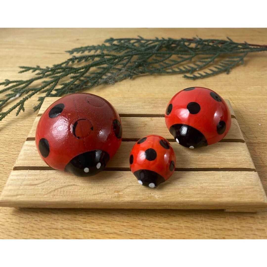 Vintage Miniature Ladybug Figurines Family Set Mini Small - Etsy