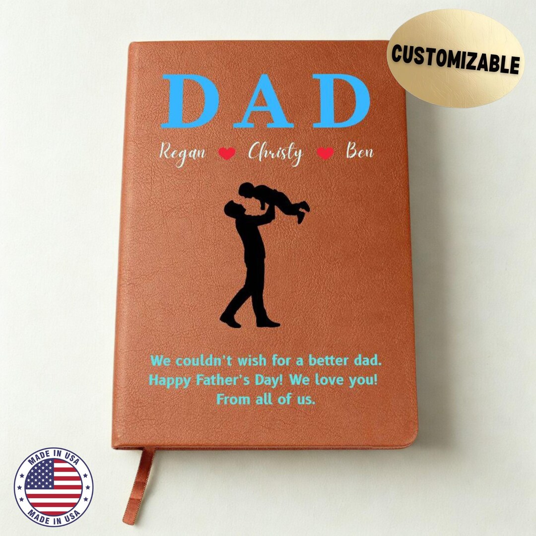 Father's Day Journal, Leather Notebook for Dad, Gift From Kids ...