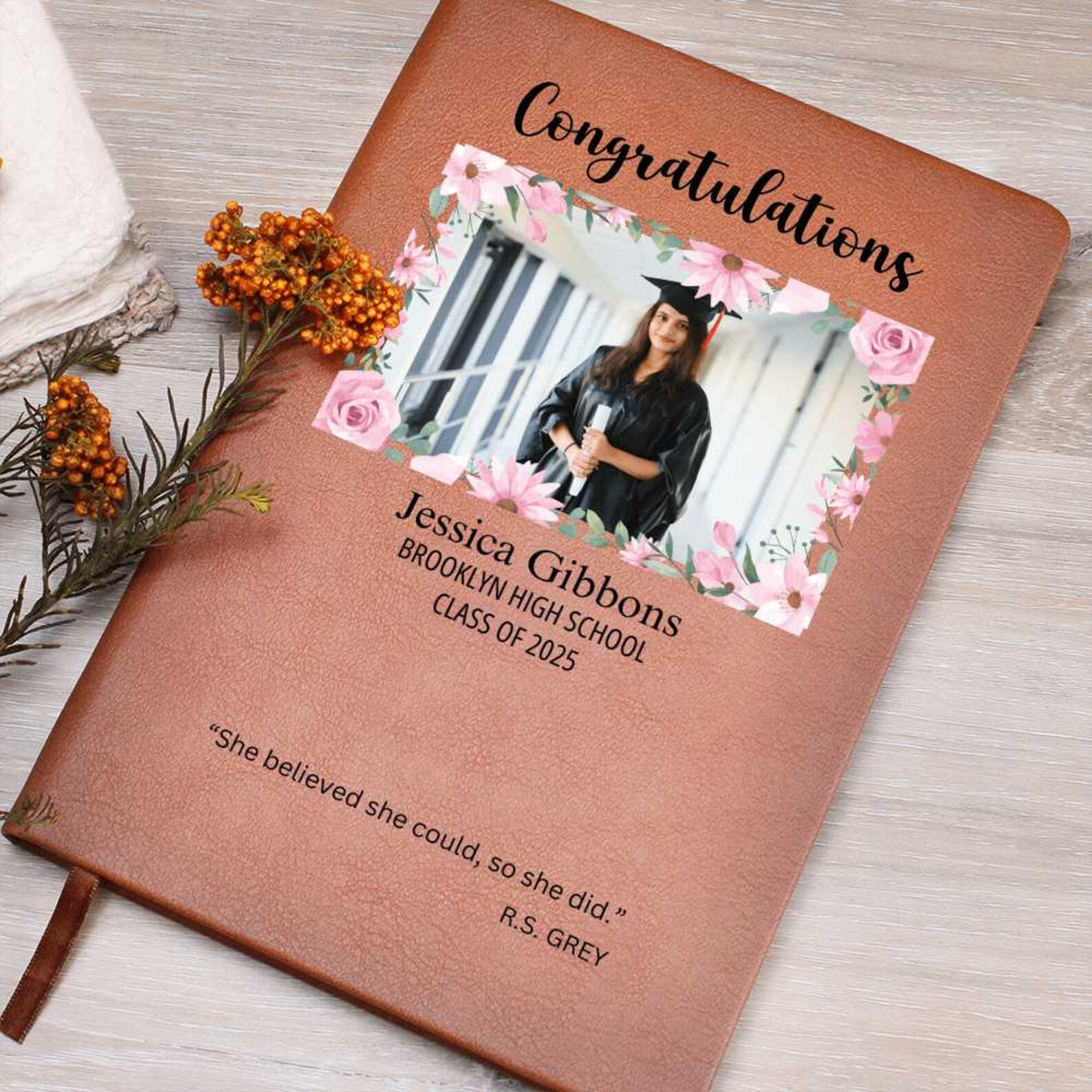 Personalized Graduation Journal Engraved Leather Notebook Custom Gift ...