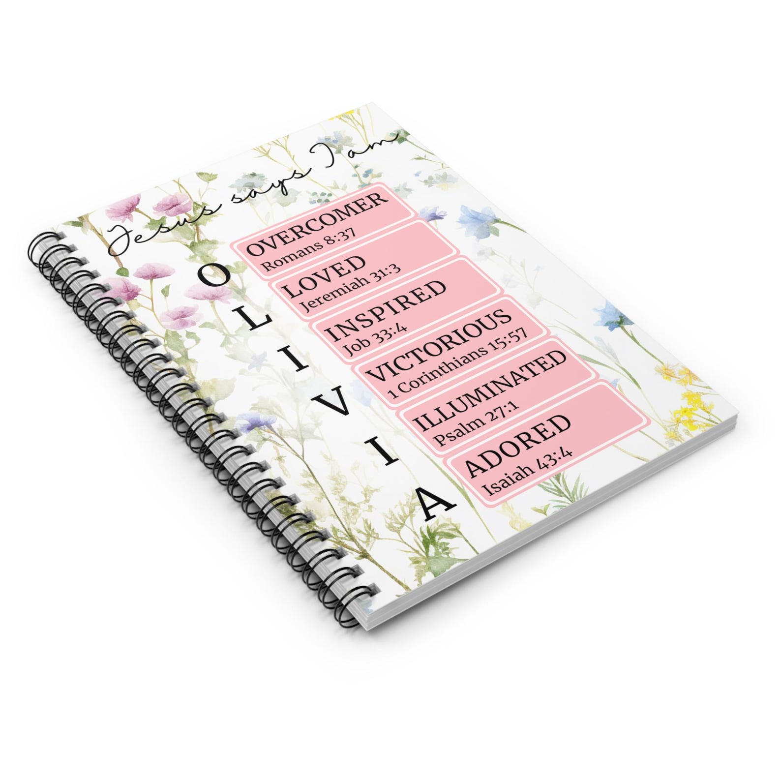 Christian Spiral Journal for Girl, Jesus Says I Am Spiral Notebook ...