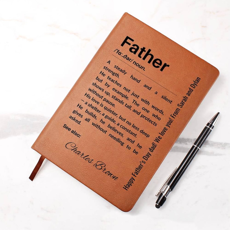 Father Definition Journal, Father's Day Gift, Dad Leather Notebook ...