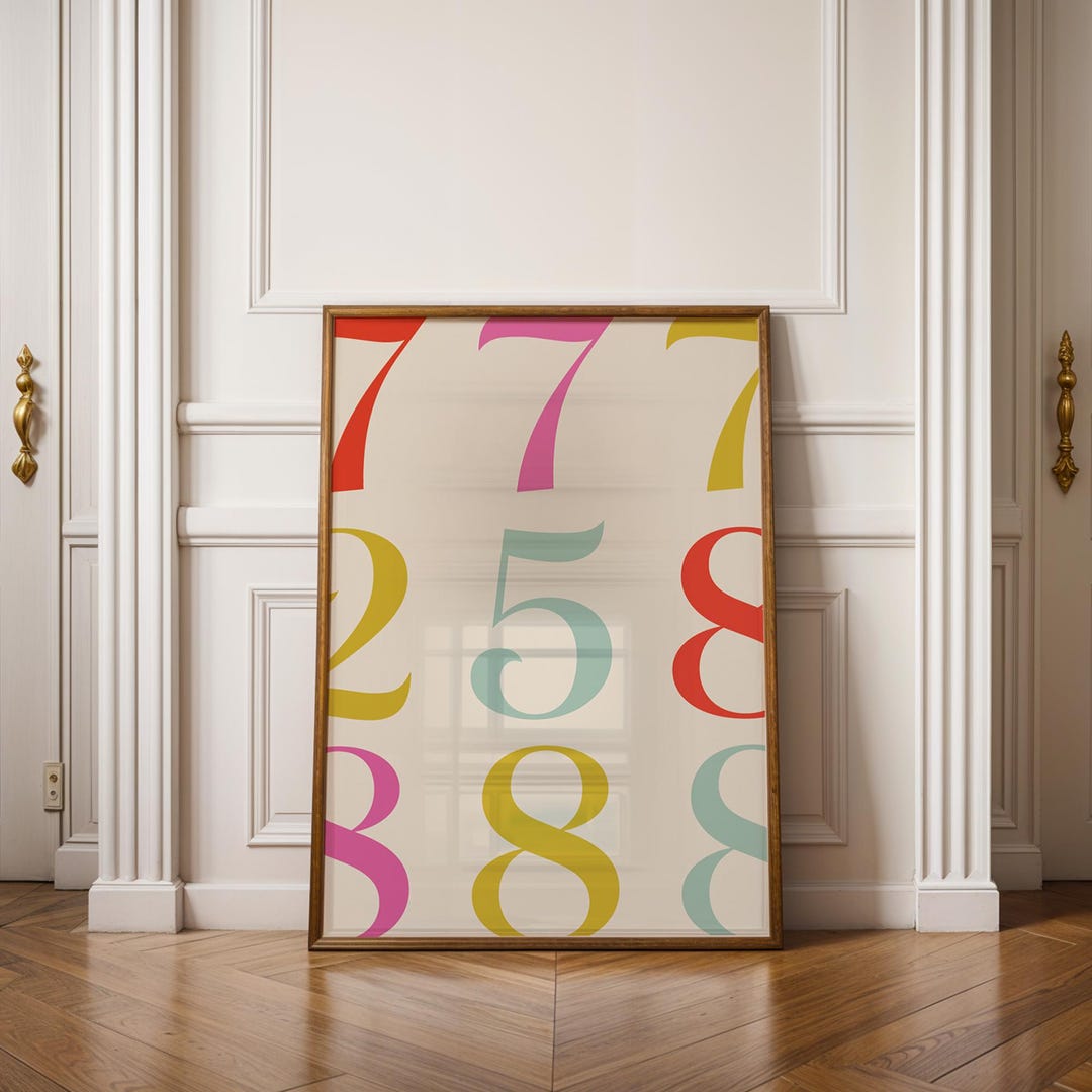 Colorful Numbers Poster – Modern Minimalist Wall Art, Typography Print ...