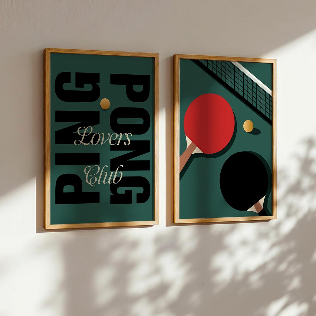 Ping Pong Lovers Club Art Print Set | Retro Sports Posters (digital ...