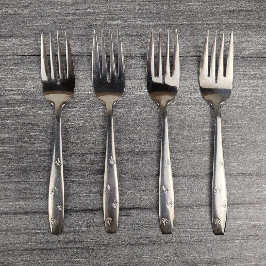 Vintage Starlite Japan MCM Atomic Starburst Stainless Flatware 4 Salad ...