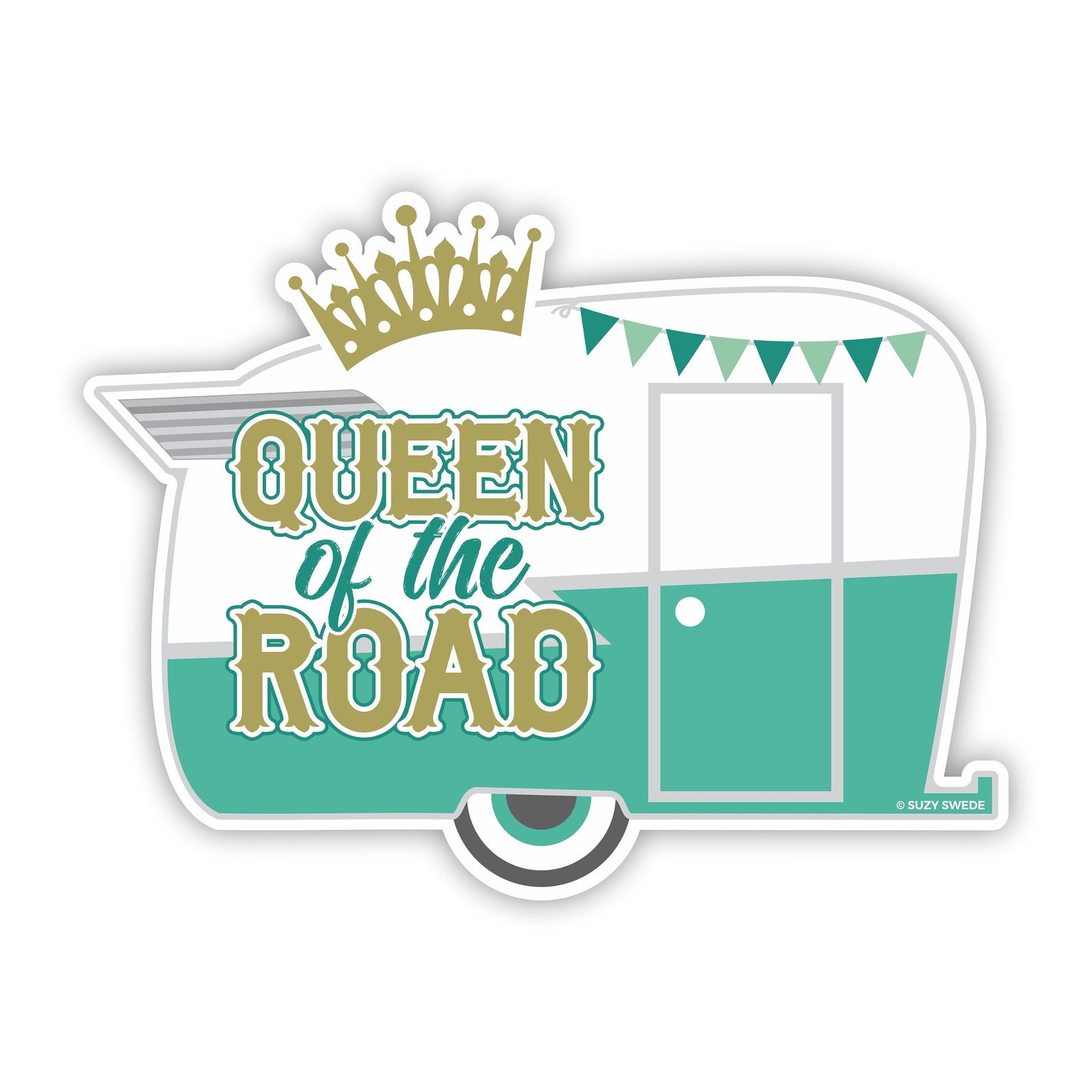 Camper Sticker, Queen of the Road Sticker, Travel Trailer, Glamping ...
