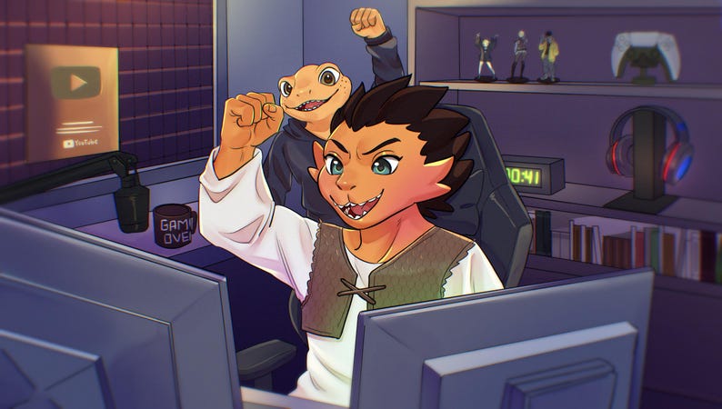 Furry Art Commission - Custom Fursona Banner for Twitch, Discord - Etsy