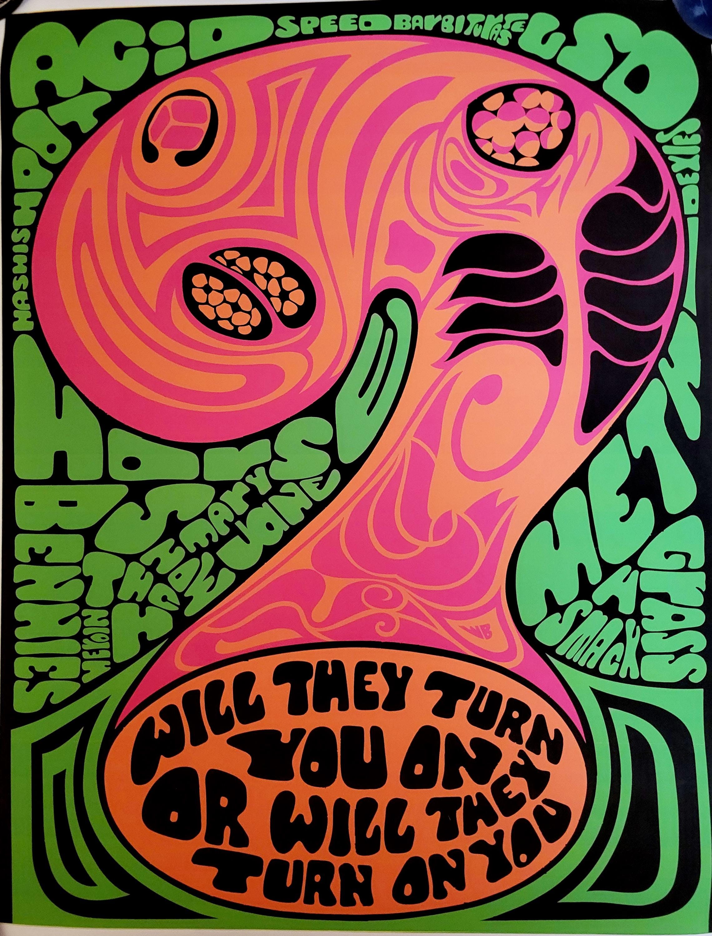 1960s Psychedelic Anti Drug Poster Repro - Etsy