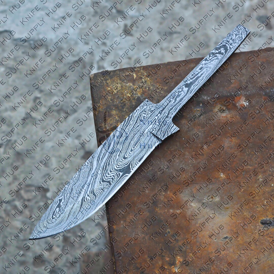 Hand Forged Damascus Steel Drop Point Skinner Blank Blade | Knife ...