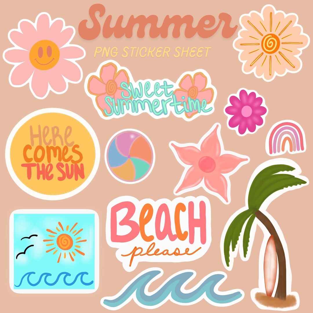 Cute Summer PNG Stickers for Digital Planners Printable Summery Png ...