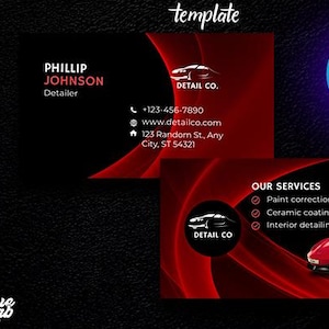 Auto Detailing Business Card Template | Mobile Car Detailing | Car Wash ...