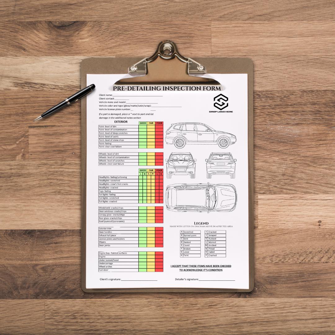 Set of 3 Car Detailing Inspection Checklist Canva Template Form for Car ...