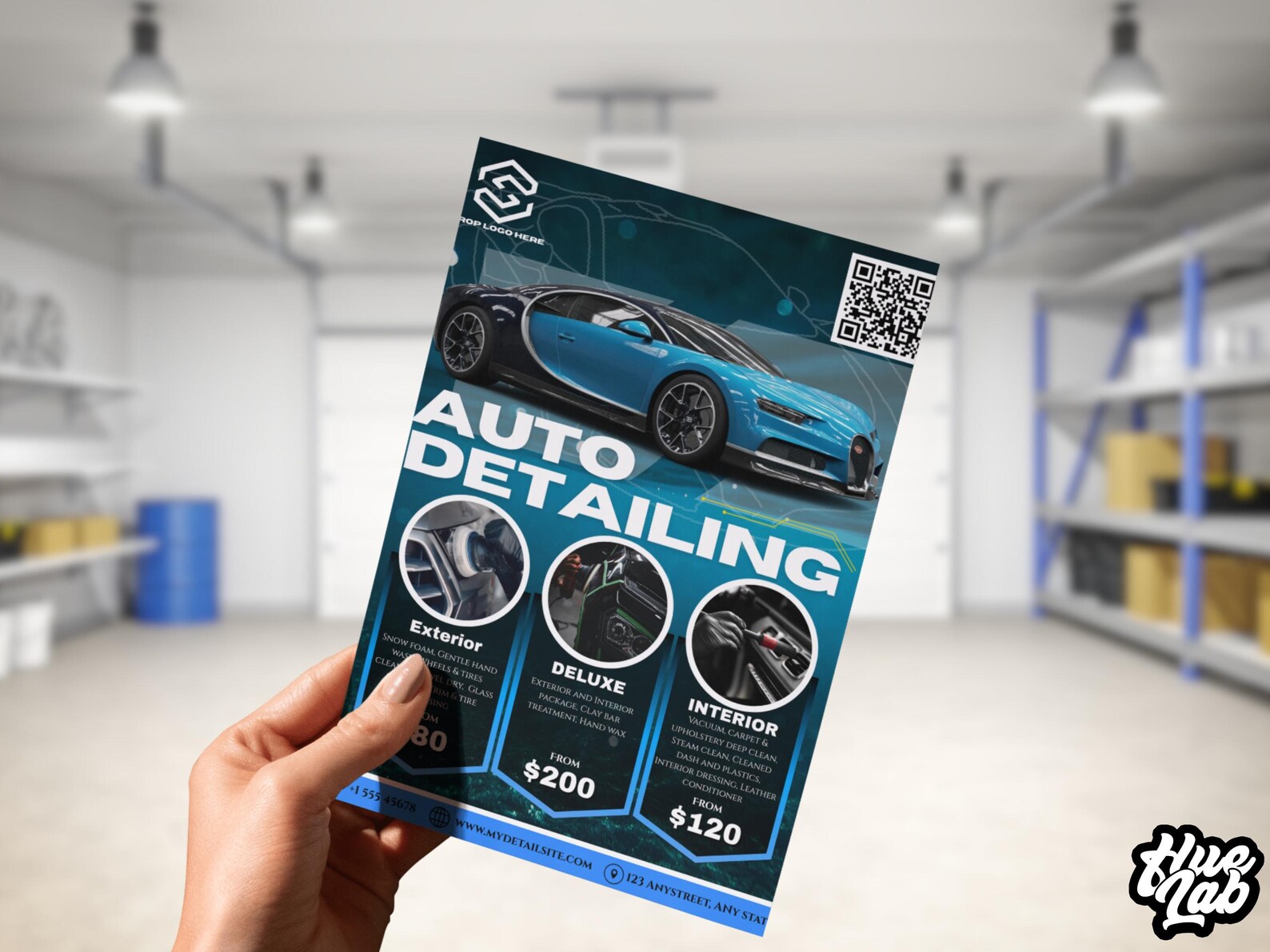 Car Detailing Flyer Pricelist in Blue and White, Luxury Detail Shop Car ...