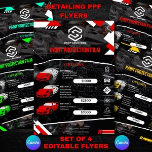 Bundle of 4 PPF Car Detailing and Car Wash Editable Flyer Templates in ...