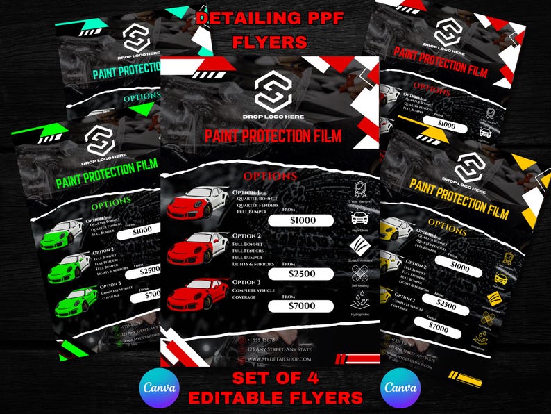 Bundle of 4 PPF Car Detailing and Car Wash Editable Flyer Templates in ...