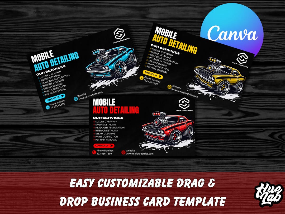 3 Pack Mobile Detailing Business Card Template | Single Sided Car Wash ...