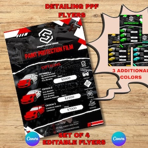 Bundle of 4 PPF Car Detailing and Car Wash Editable Flyer Templates in ...