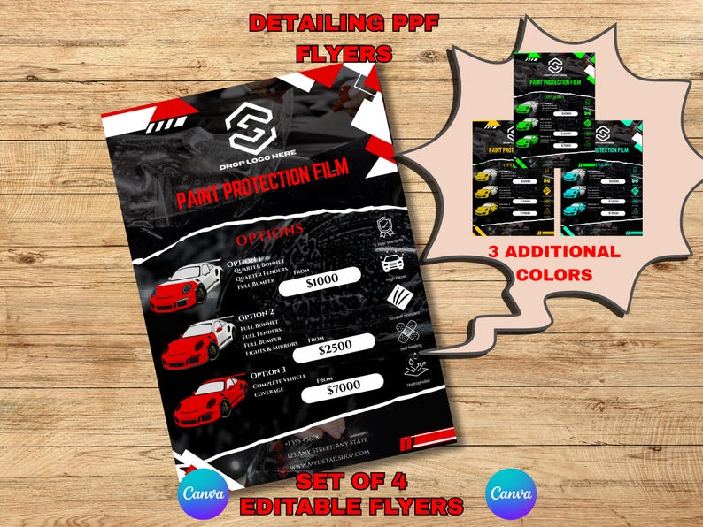 Bundle of 4 PPF Car Detailing and Car Wash Editable Flyer Templates in ...