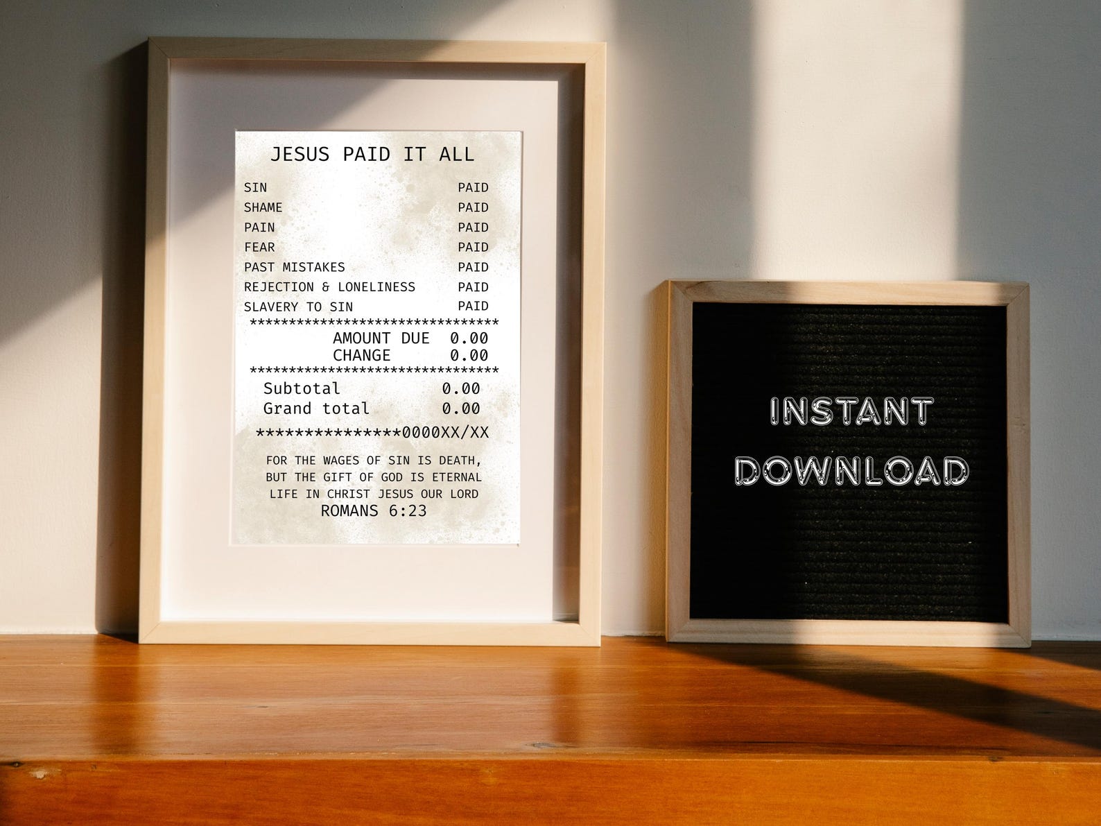 Jesus Paid It All Receipt Printable Wall Art Poster Gift for Christians ...