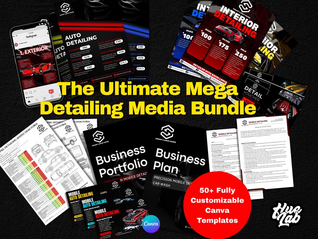 Ultimate Auto Detailing Template Bundle, Business Media Kit for Mobile ...