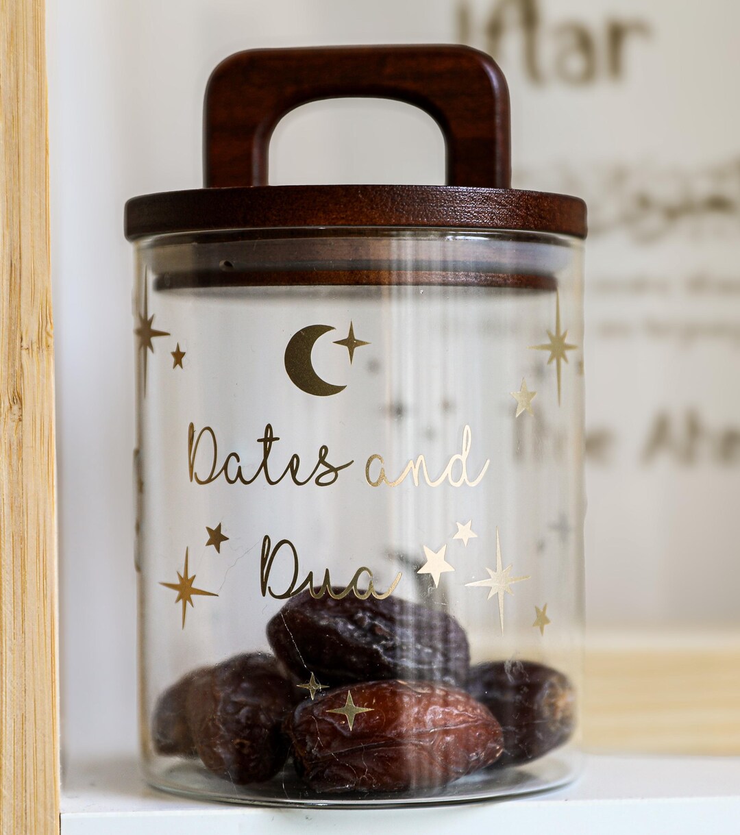 Personalised Date & Dua Glass Jar With Lid Ramadan Mubarak Gift ...