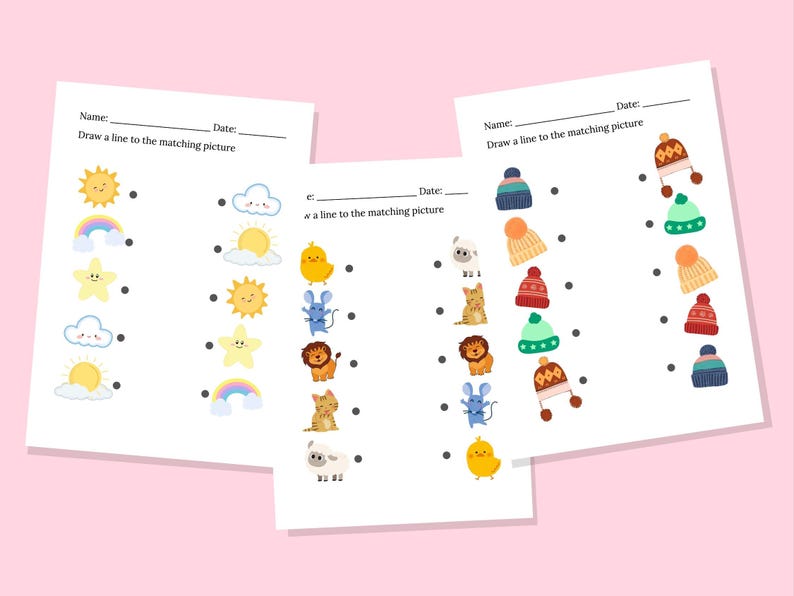 Preschool Matching Worksheet, Fun Kindergarten Activity, Printable ...