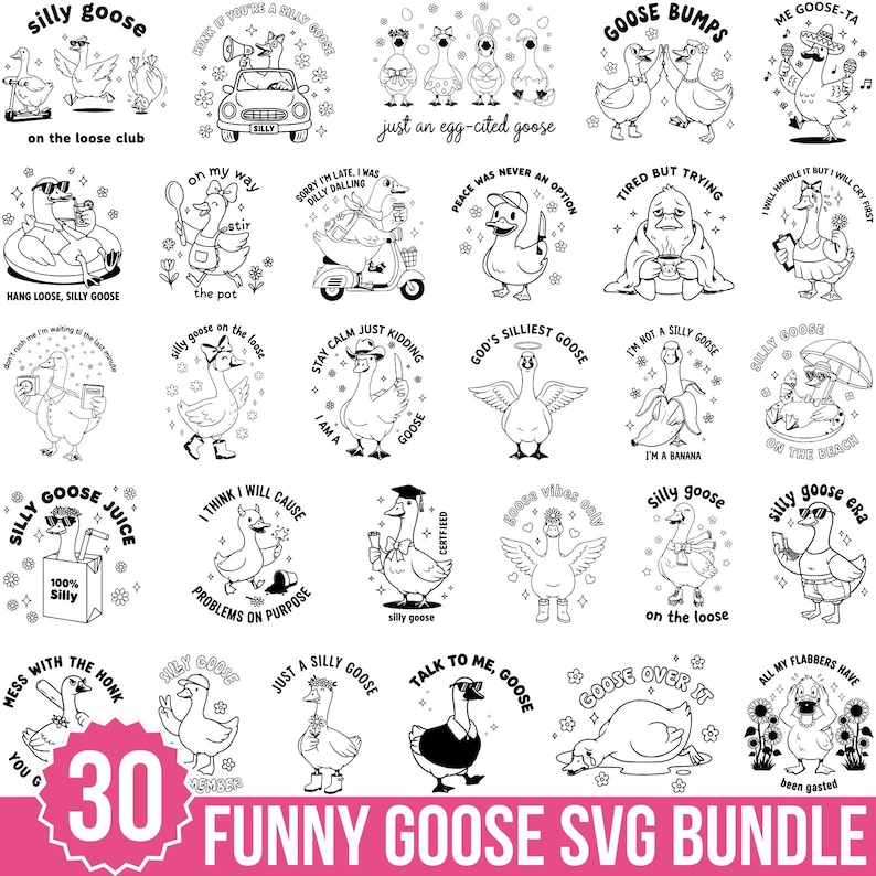 Funny Goose Svg Png Bundle, Snarky Goose Retro Humor Svg, Sassy Animal ...