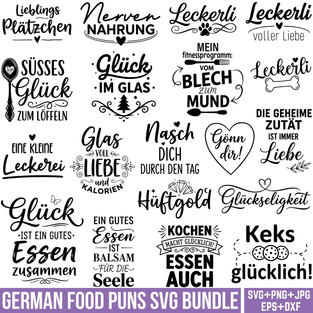 German Food Puns SVG Bundle, Funny Kitchen Quotes, Baking & Cooking ...