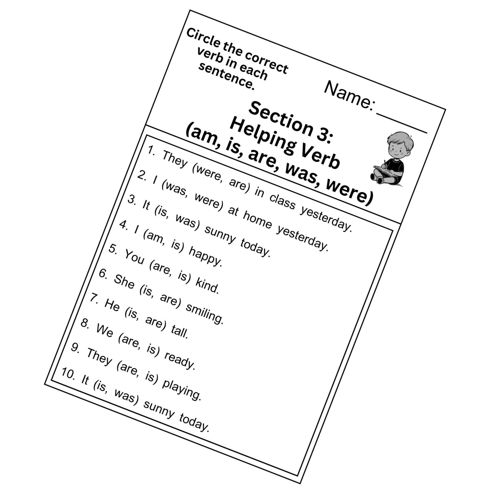 Printable Verb Worksheets, Choose the Correct Verb, Singular Plural ...