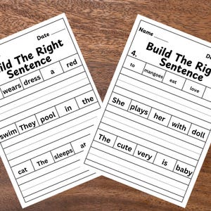 Sentence Building Worksheets, English Practice, Sentence Writing ...