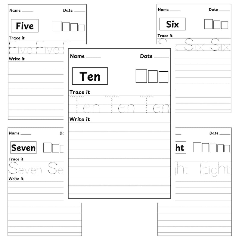 Printable Number Learning Worksheets, 1-10 Number Tracing Pages, Number ...