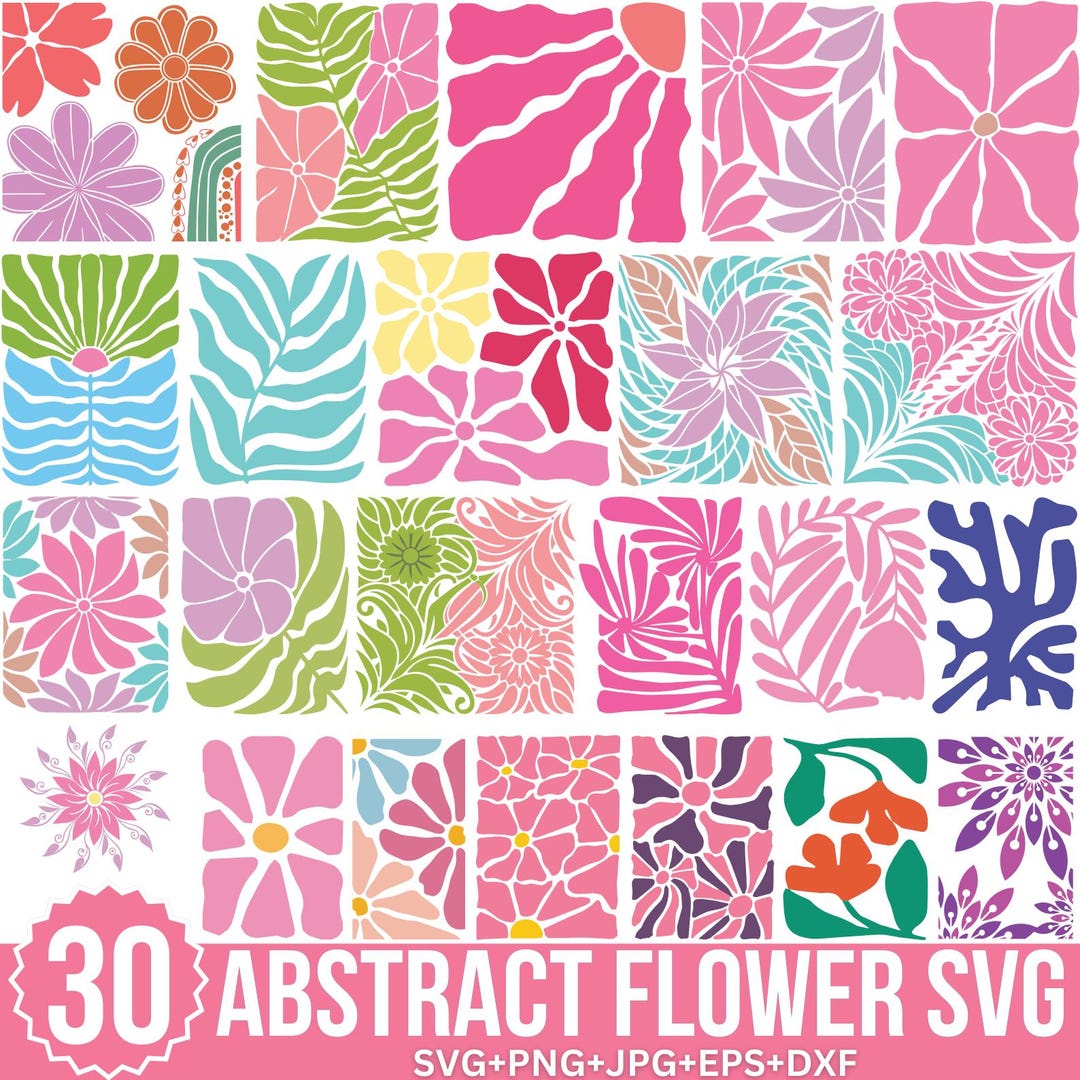 Abstract Flower Svg, Danish Flower Svg, Retro Flower Svg, Abstract ...