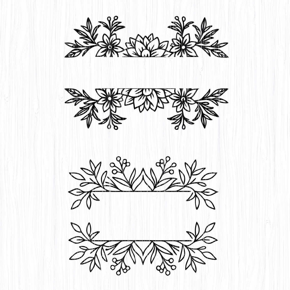 Floral Frame Svg Bundle, Flower Borders, Split Monogram Svg, Wedding ...