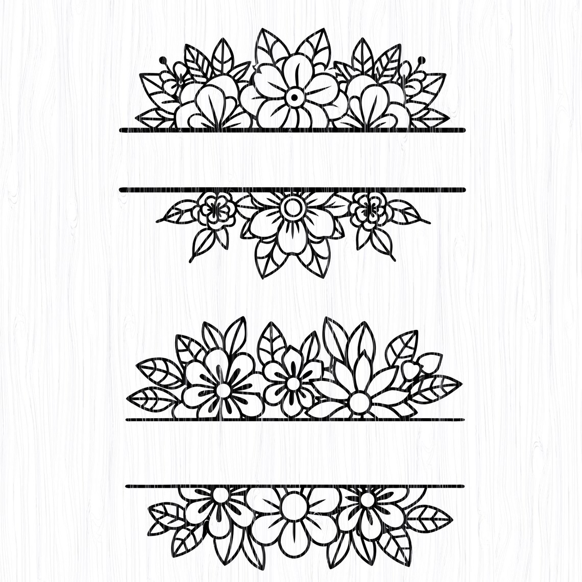 Floral Frame Svg Bundle, Flower Borders, Split Monogram Svg, Wedding ...