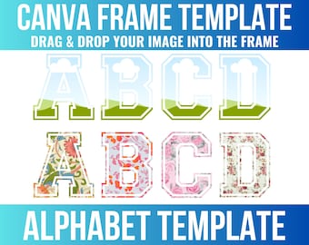 Canva Frame Alphabet, Canva Frame Varsity Letters, Varsity Font, Jersey ...