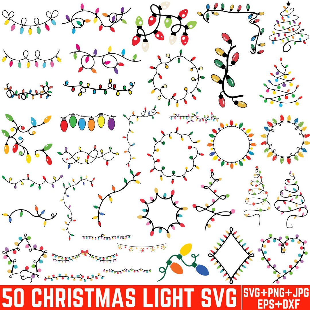Christmas Lights Svg Bundle, Seamless Christmas Lights Pattern ...