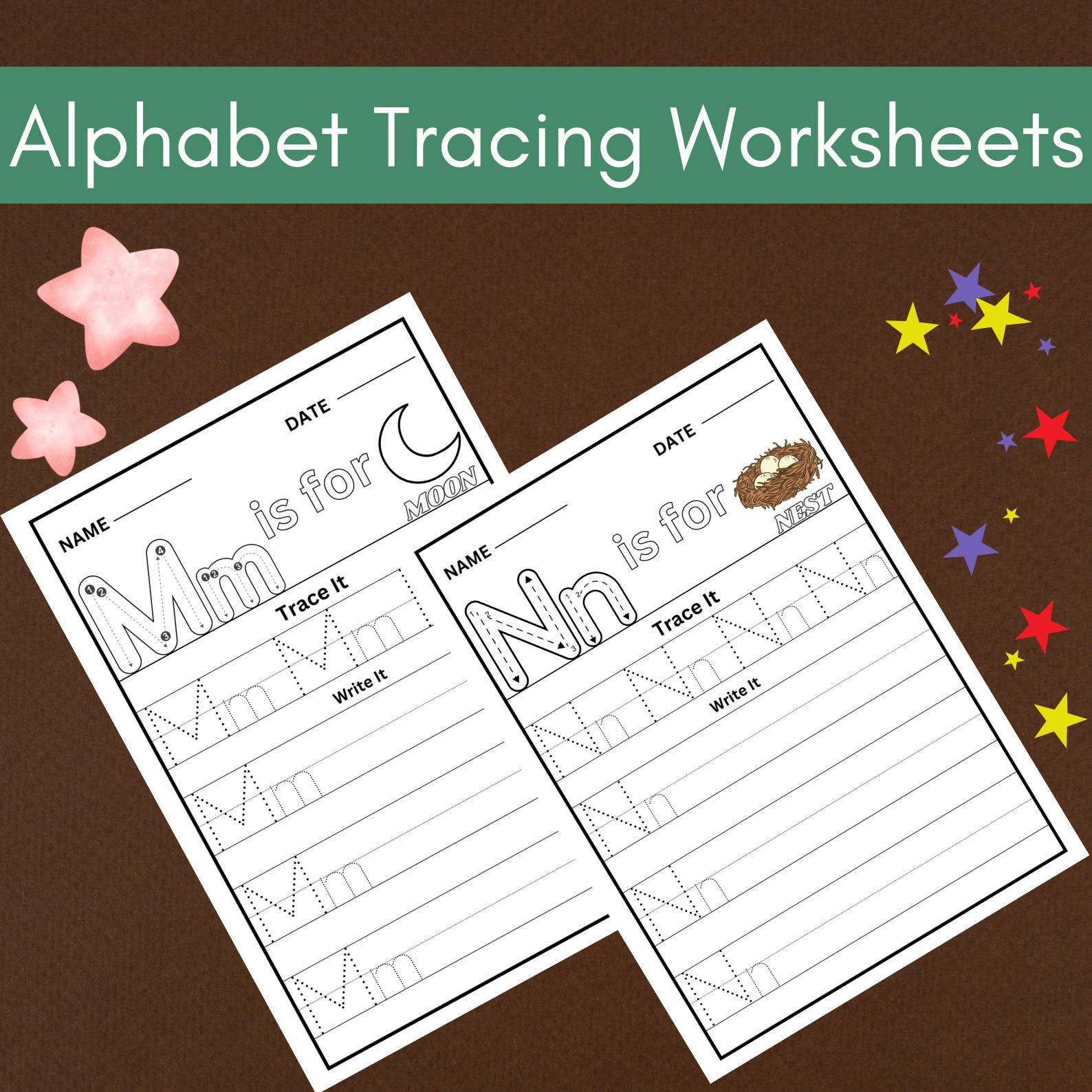 26 Alphabet Tracing Worksheets, Tracing Workbook for Kids, Letter ...