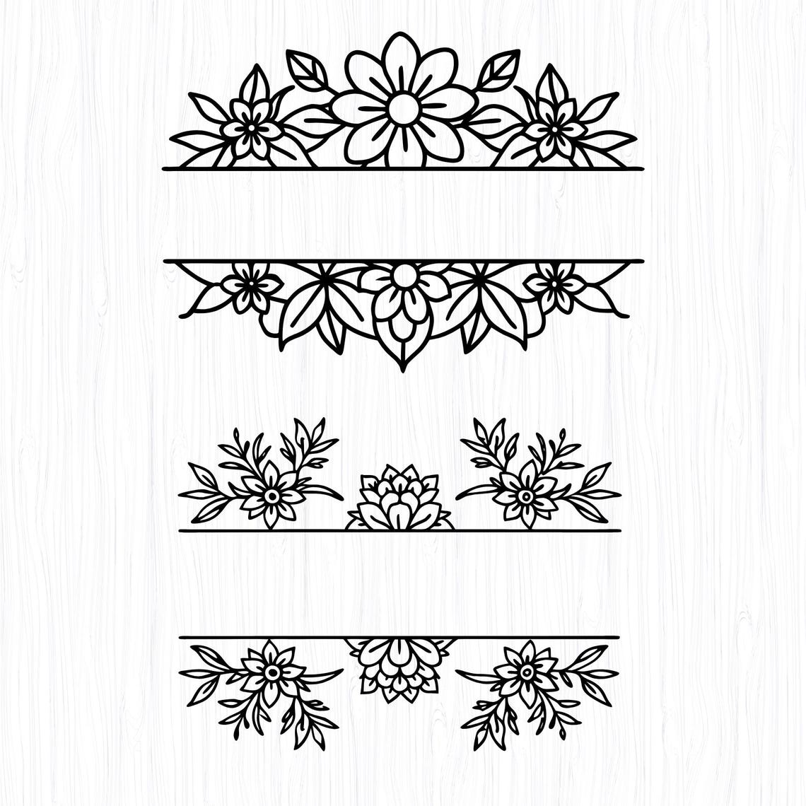 Floral Frame Svg Bundle, Flower Borders, Split Monogram Svg, Wedding ...