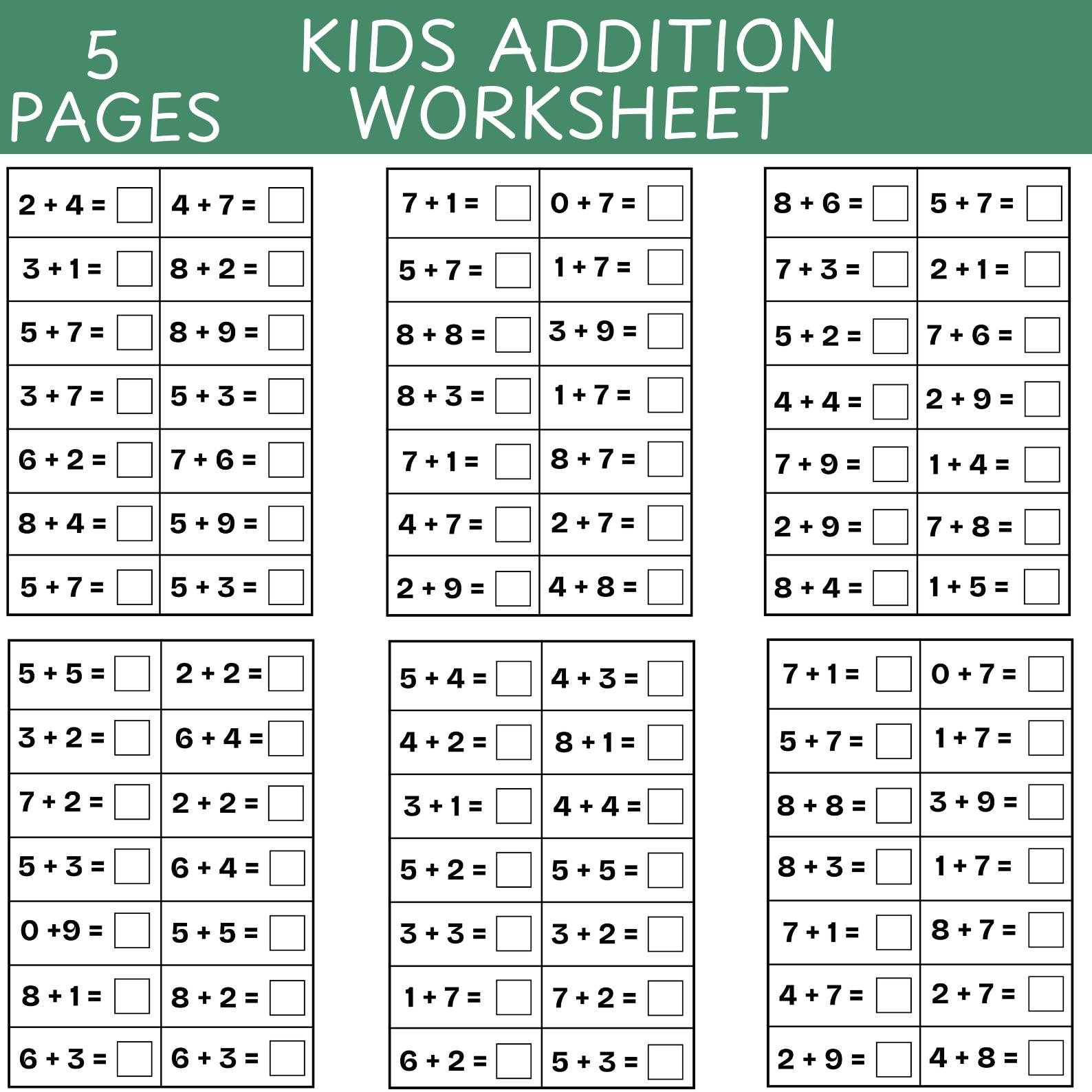 Printable Addition Worksheets | Addition Homework | 1st-2nd Grade Math ...